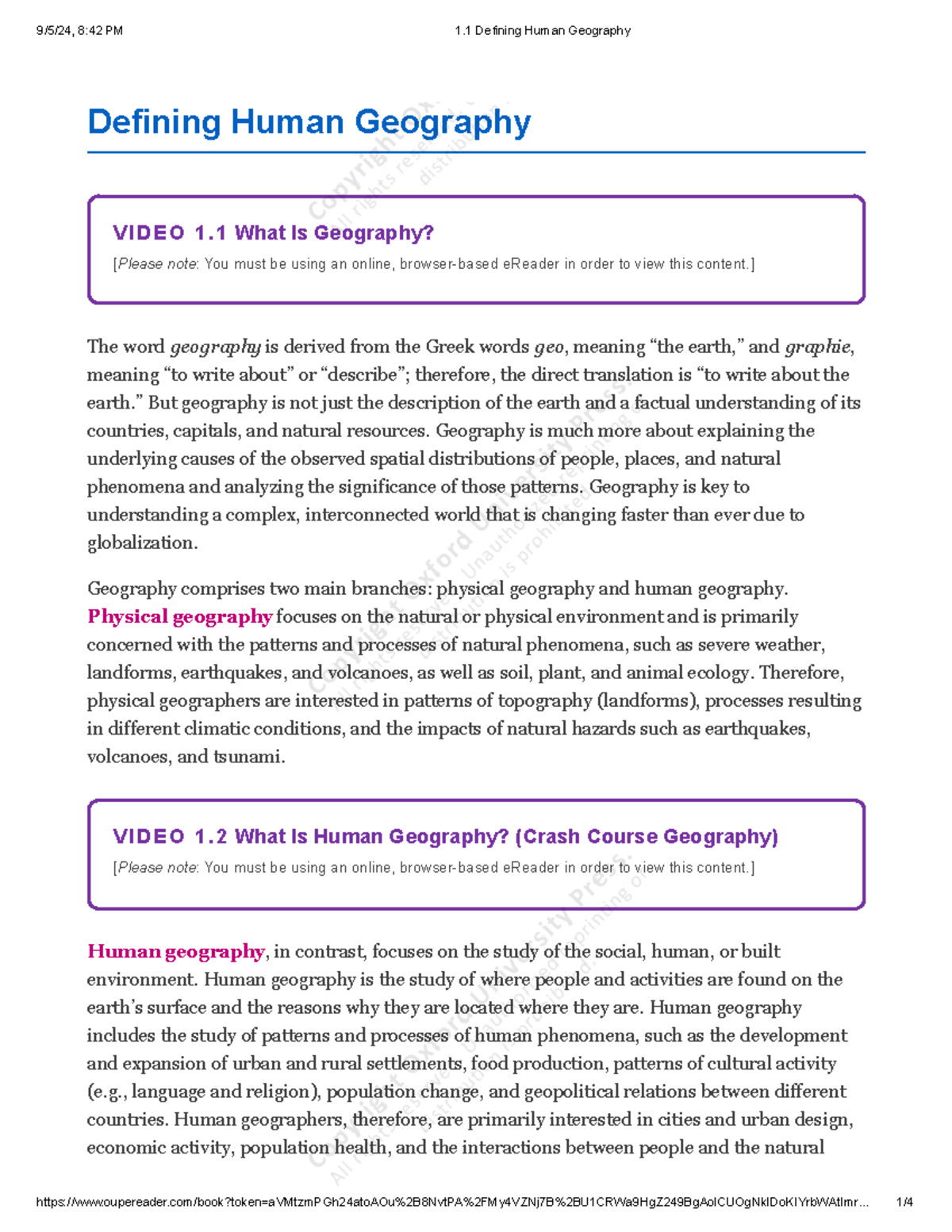 Txtbook pgs 6-8 - helpful stuff - Defining Human Geography VIDEO 1 What ...