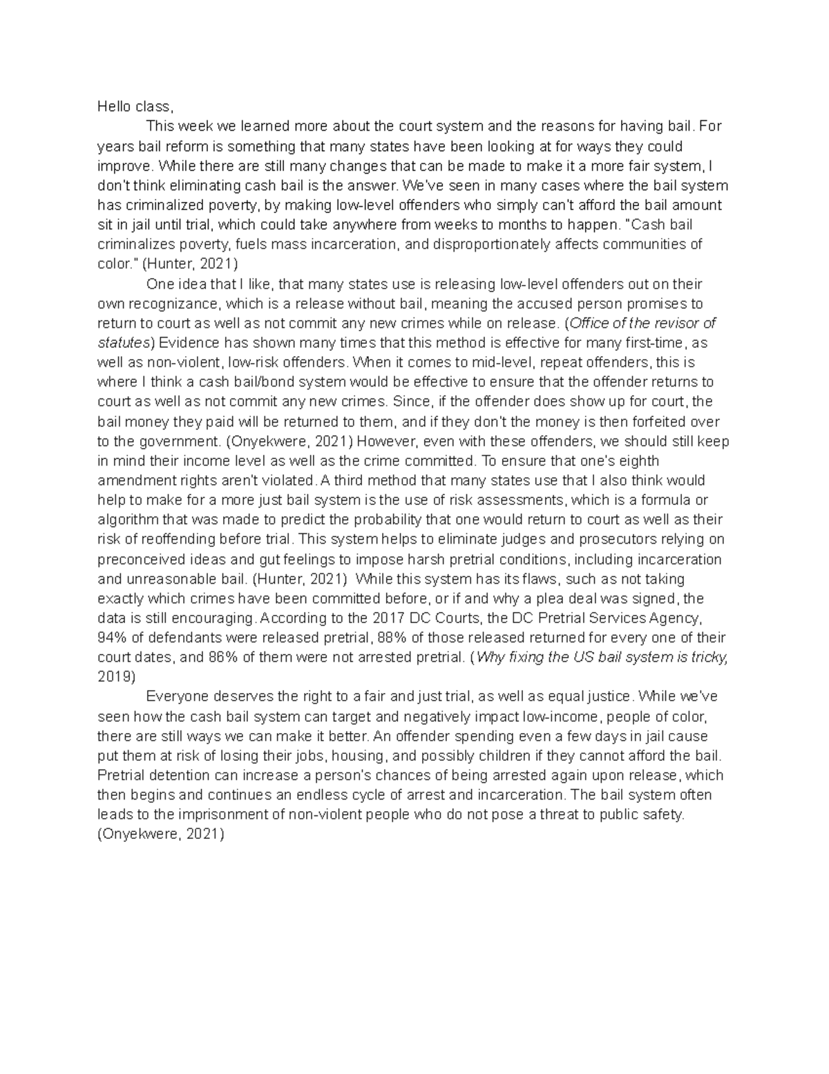 3-1 Discussion: Evaluating Bail Reform and Its Societal Impact - Studocu