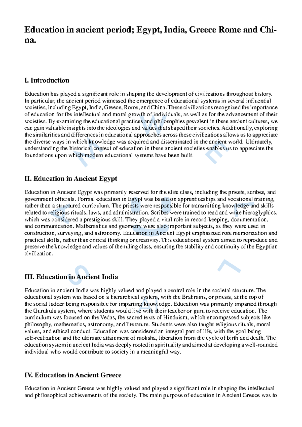 Education in Ancient Civilizations: Egypt, India, Greece, Rome, and ...