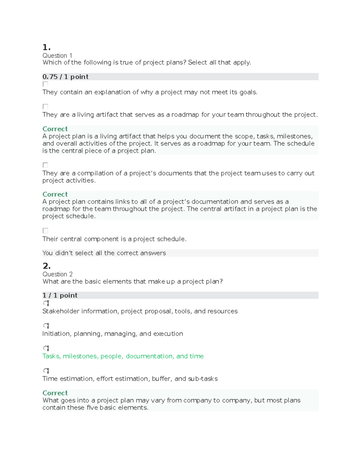 Module 2 Quiz - Project Plan Questions and Answers - Studocu