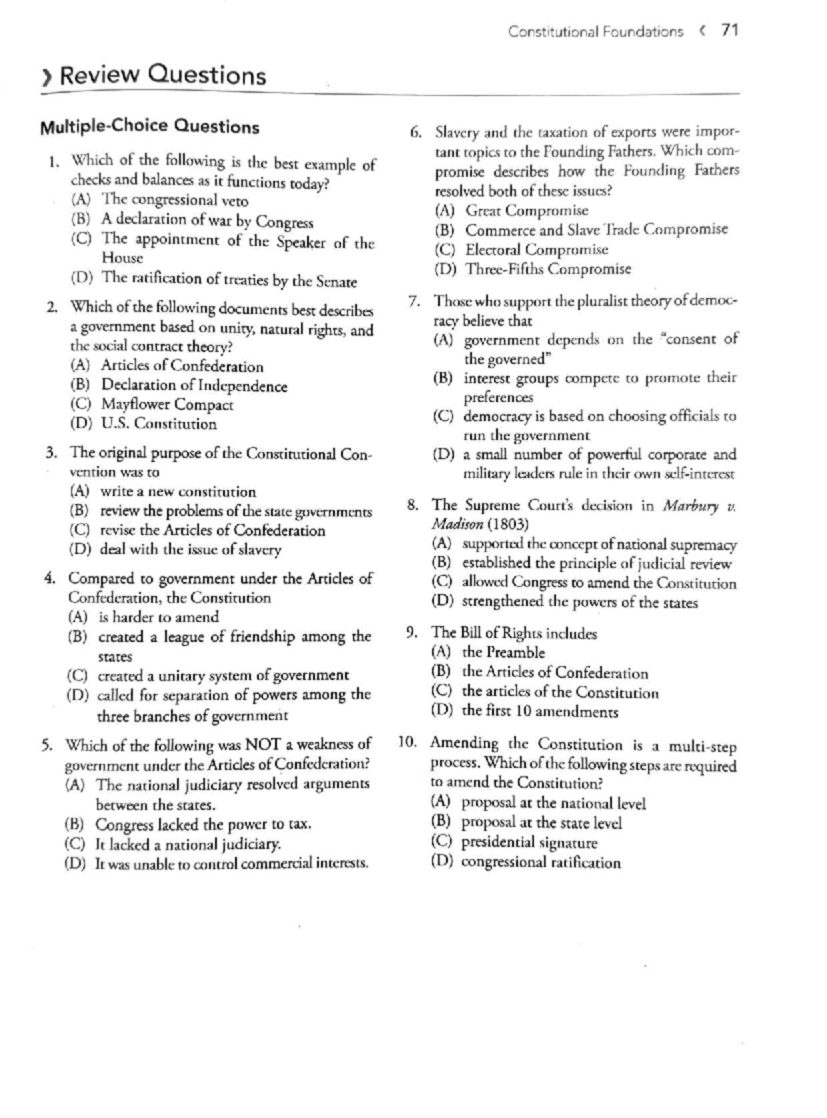 AP Government 5 Steps to Mastering Constitutional Foundations MCQs ...