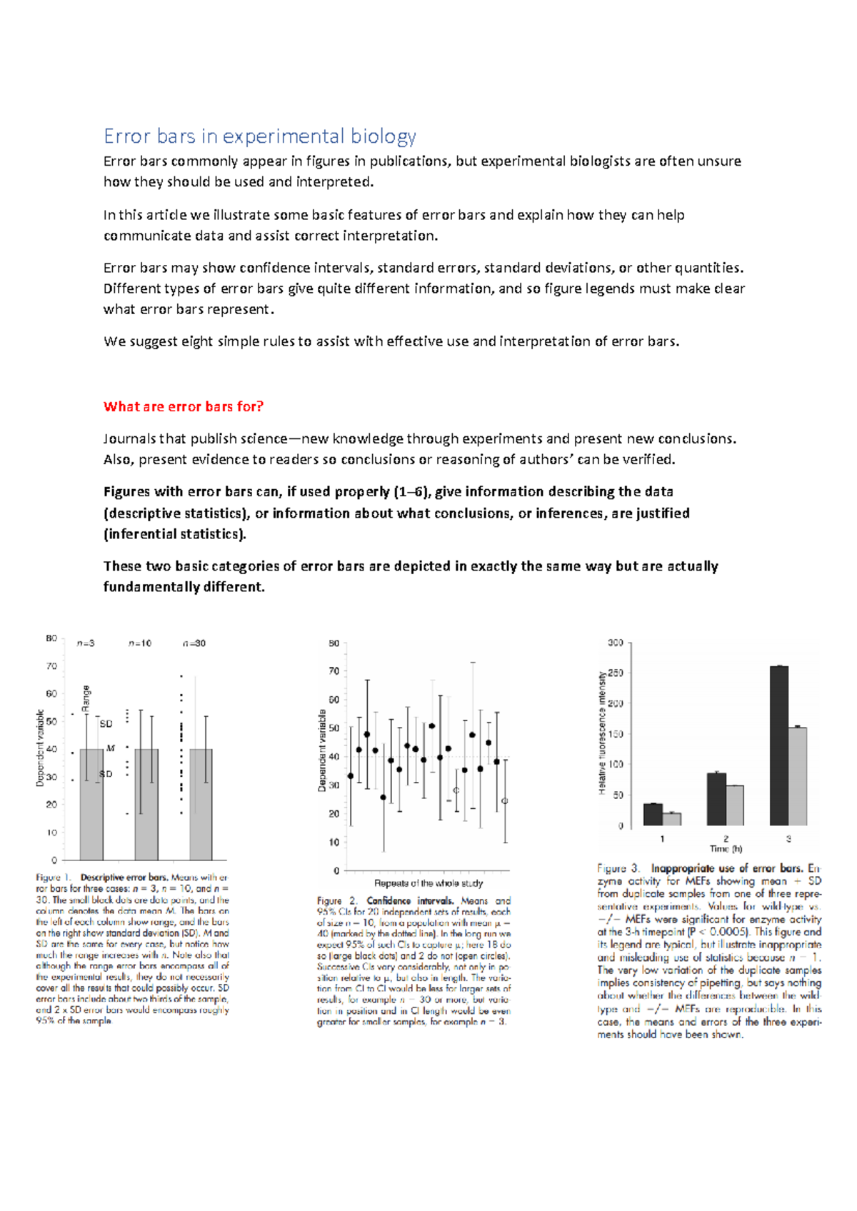 Error bars in experimental biology - In this article we illustrate some ...