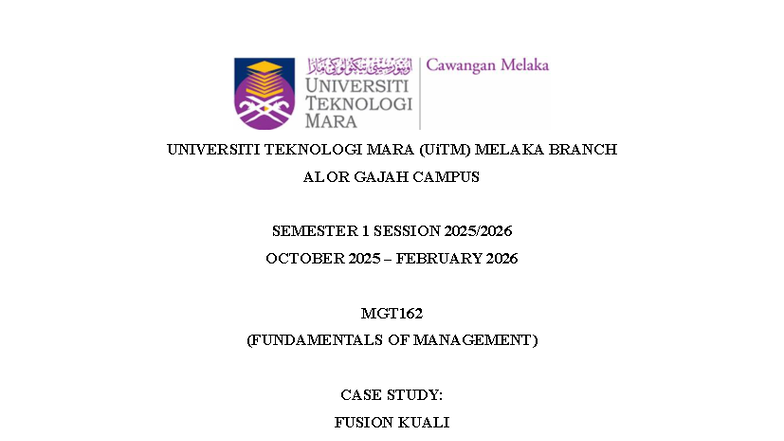 MGT162 Case Study: Fusion Kuali - Managerial Insights & Practices - Studocu