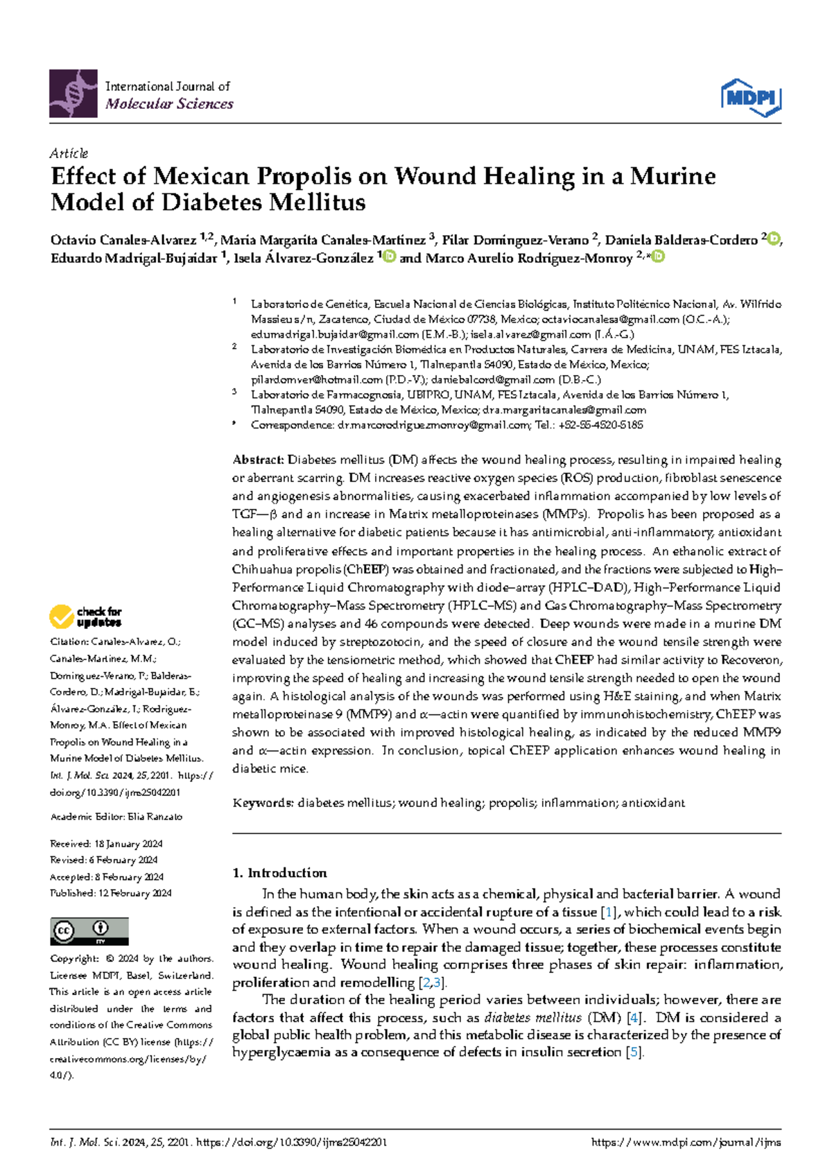 Effect of Mexican Propolis on Wound Healing in Diabetic Mice (2024 ...