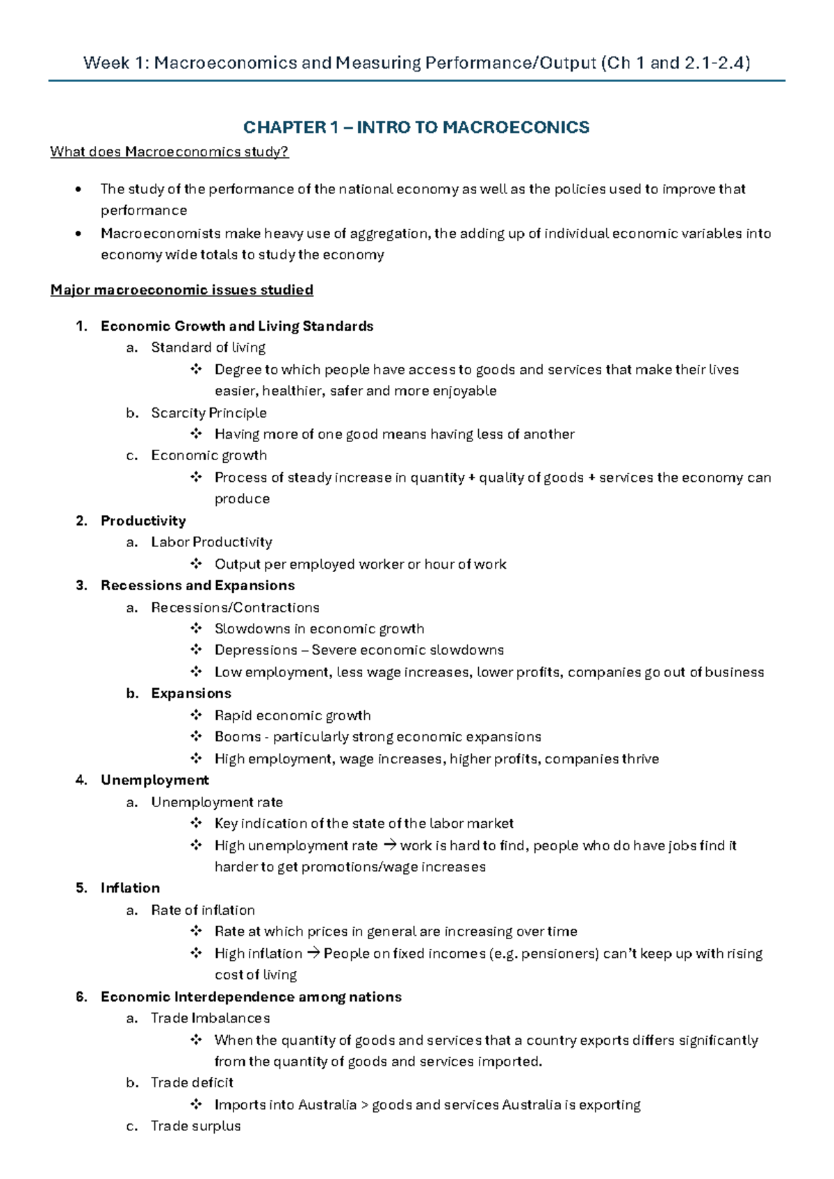 Week 1 & 2: Intro to Macroeconomics & Measuring Economic Activity ...