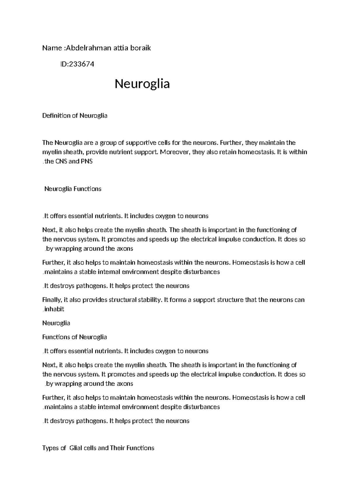 Neuroglia Overview: Functions and Types of Glial Cells - Studocu