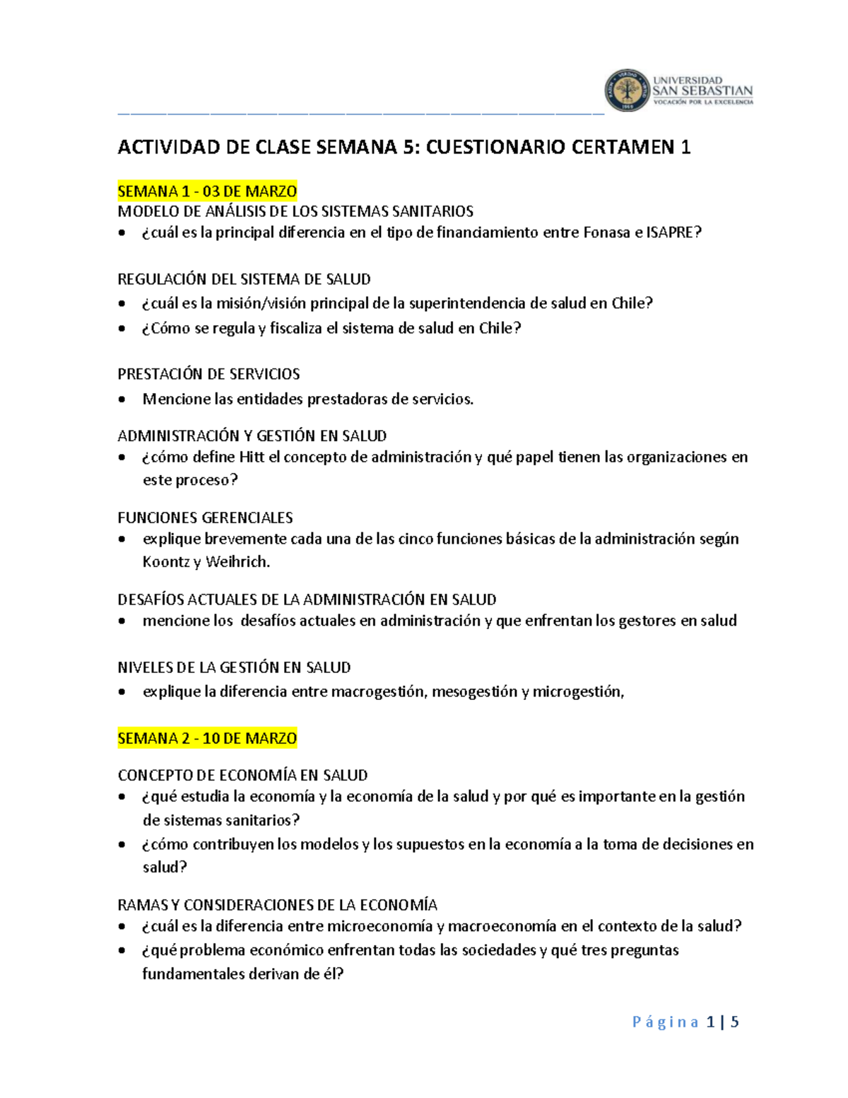 Actividad DE Clase- Semana 5 Cuestionario - ACTIVIDAD DE CLASE SEMANA 5 ...