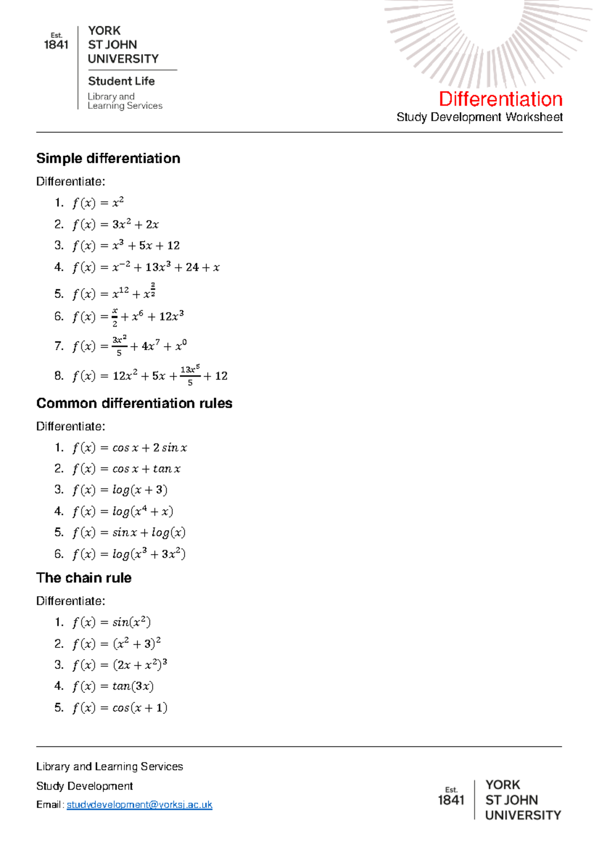 Differentiation-Worksheet - Library and Learning Services Study Development Study Development ...