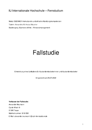 Prüfungsleitfaden Fallstudie - IU FALLSTUDIE Prüfungsleitfaden zur ...