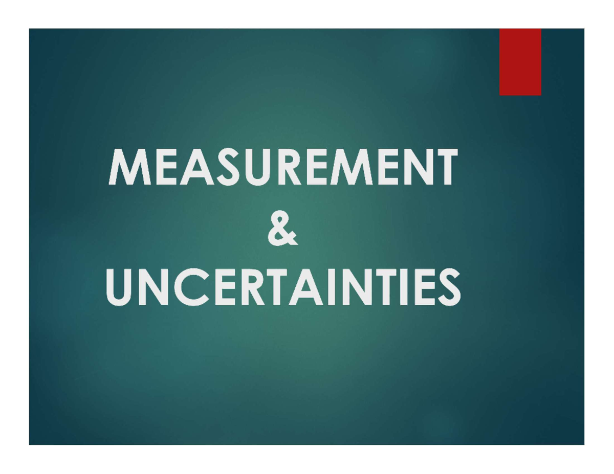 Measurement and Uncertainties: A Comprehensive Guide - Studocu
