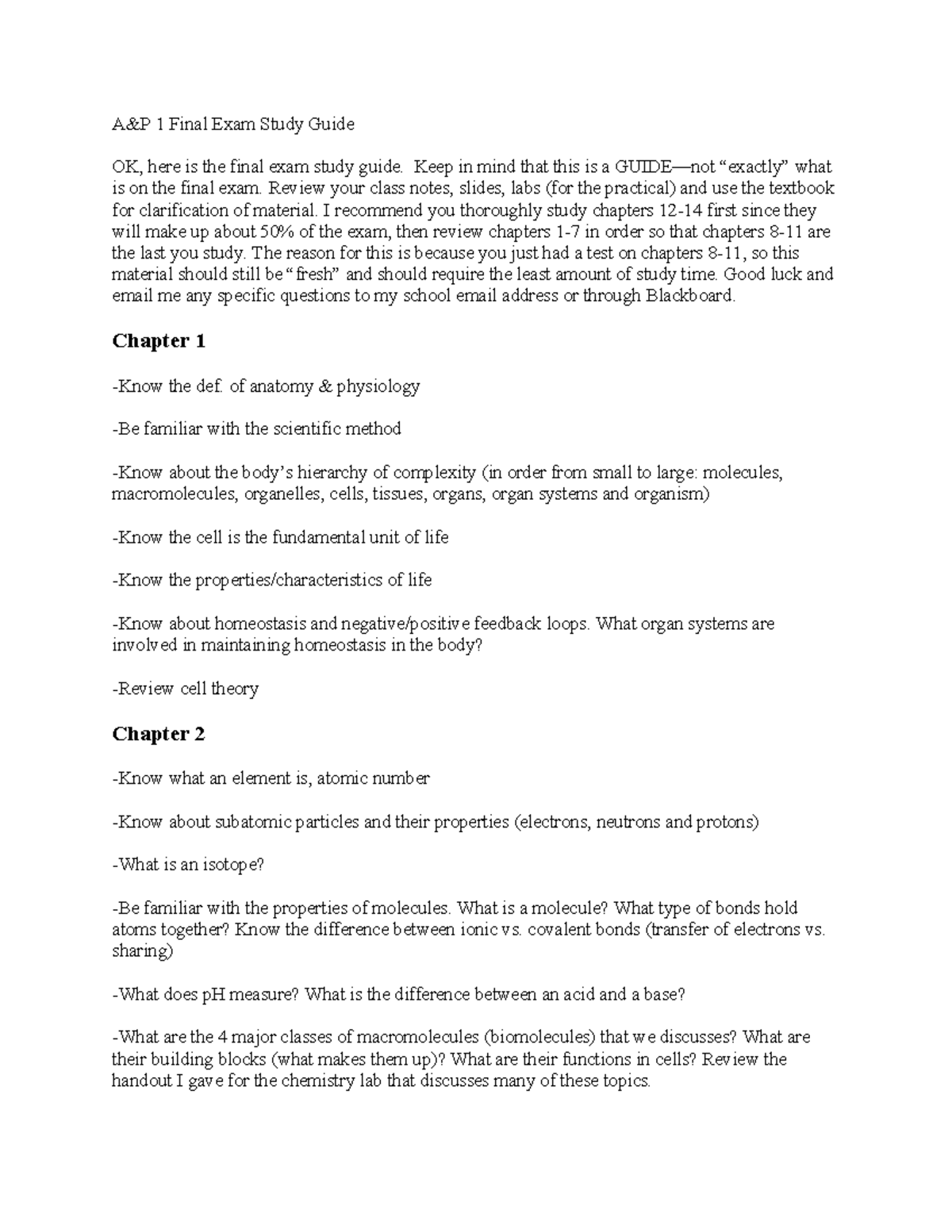 AP1 Final Exam Study Guide: Key Topics and Review Strategies - Studocu