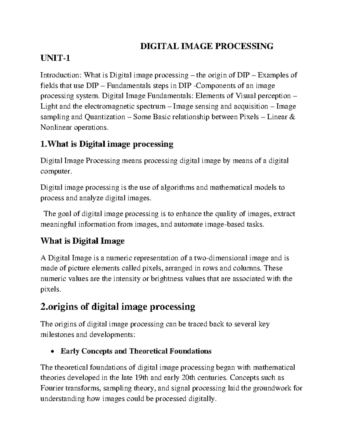Dip unit-1 - digital image processing - DIGITAL IMAGE PROCESSING UNIT ...