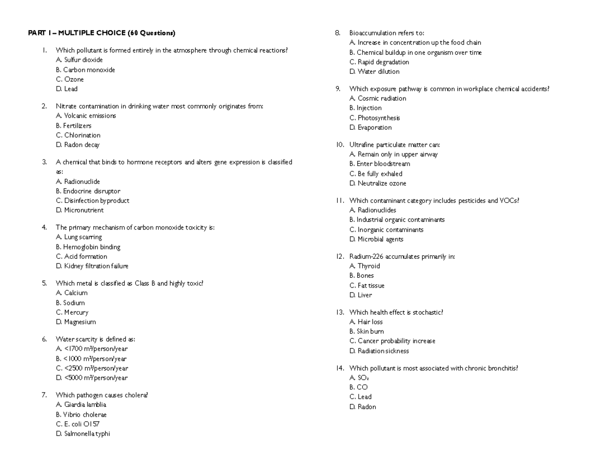 EESA10 Mock Midterm Exam: Multiple Choice & True/False Questions - Studocu