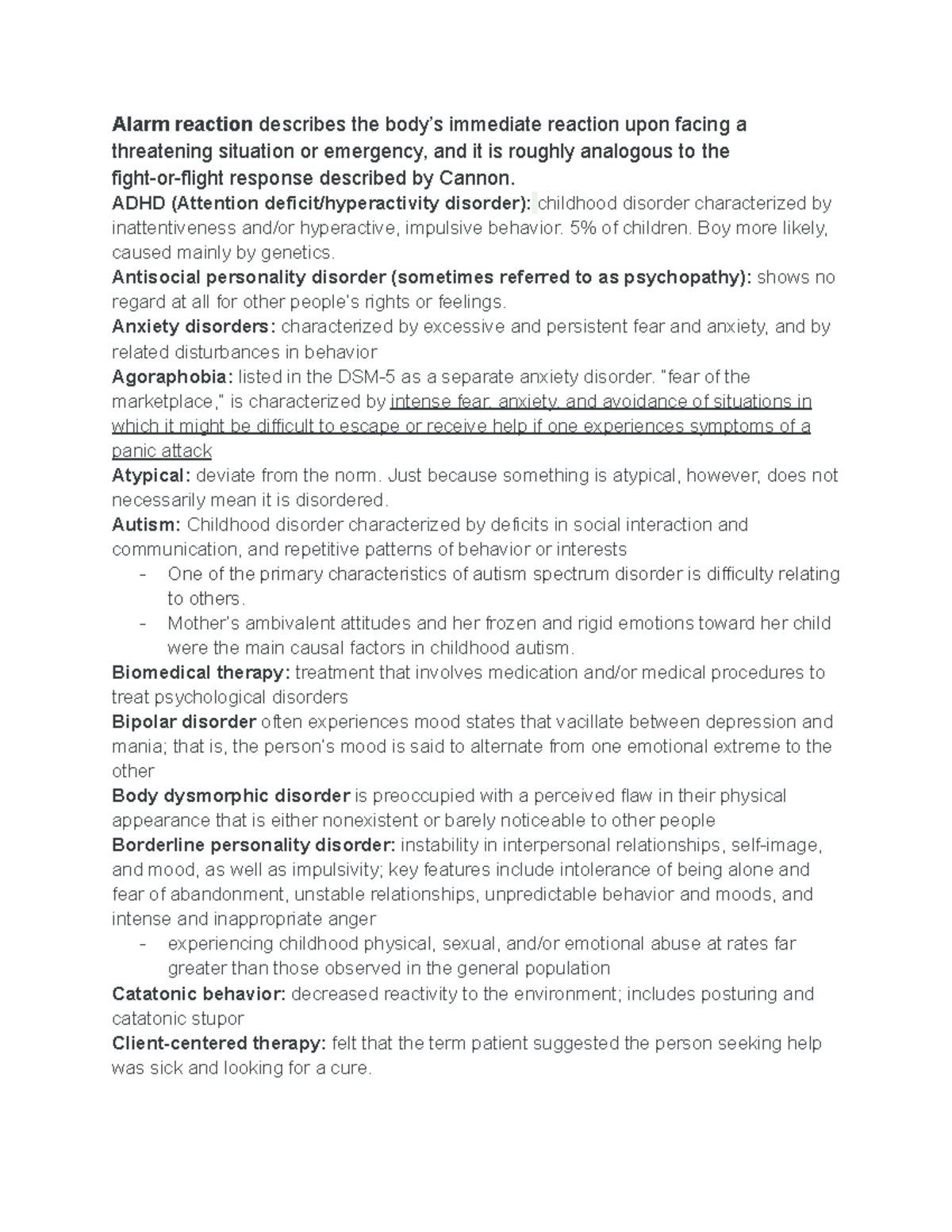 Psych 104: Vocabulary for Tests 3 and 4 on Psychological Disorders ...