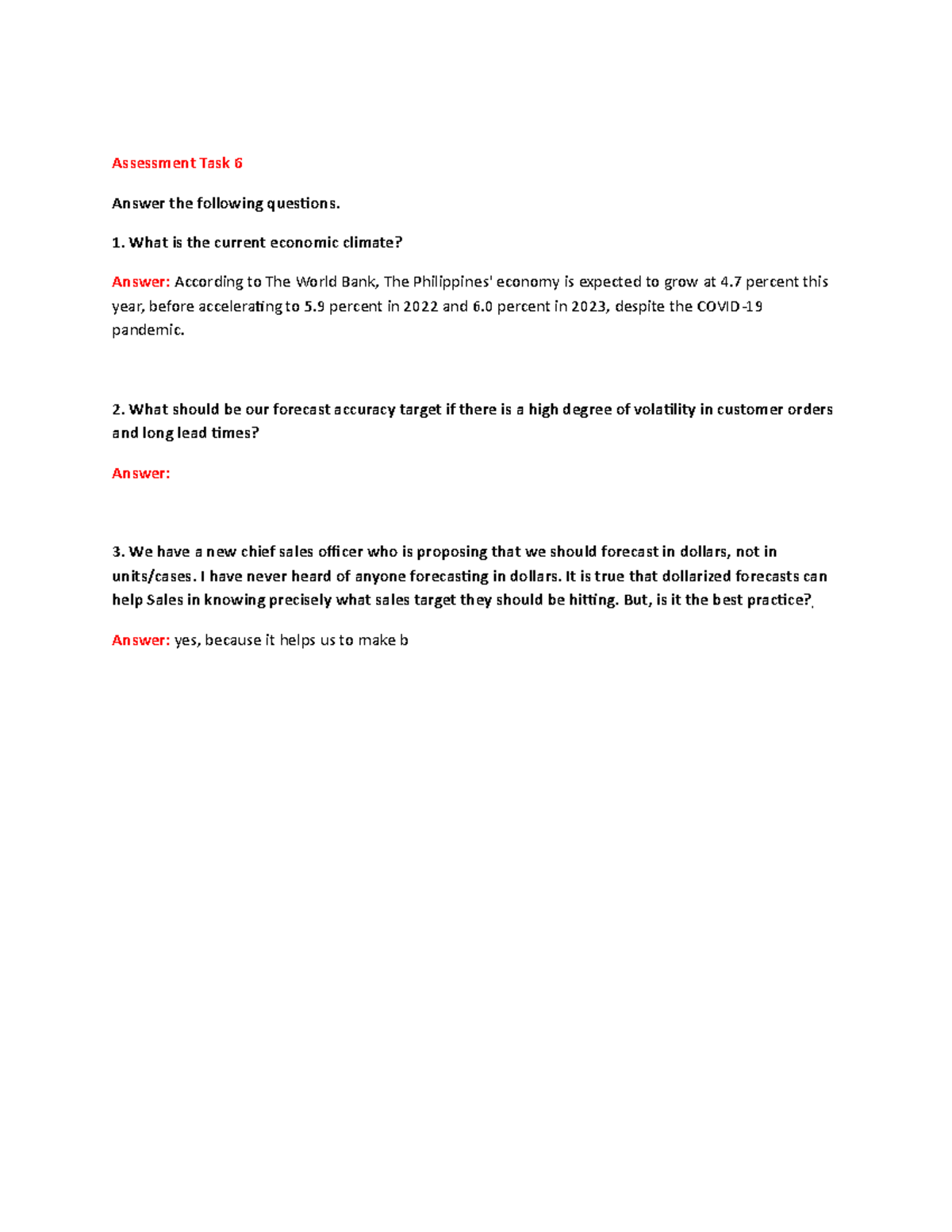 Draft Module 6 ECON - Assessment Tasks - Assessment Task 6 Answer the ...
