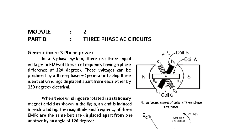 Module 2: Part B - Three Phase AC Circuits Overview - Studocu