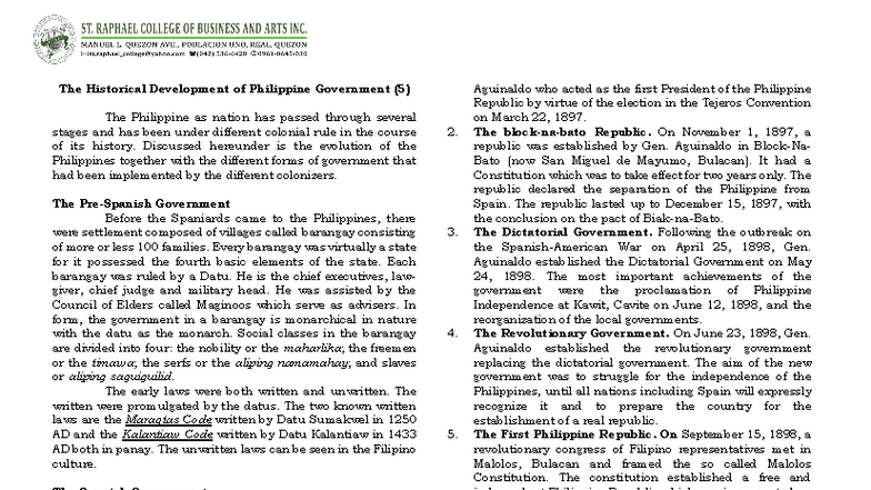 PPG - The Evolution of Philippine Government Through History - Studocu