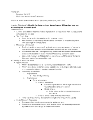 ECON-B 251 Final Exam Study Guide - Chapter 1: Basic Economics o Notes ...