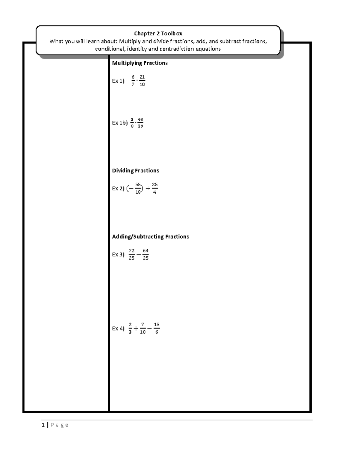 Chapter 2 Notes: Operations on Fractions & Linear Inequalities - Studocu