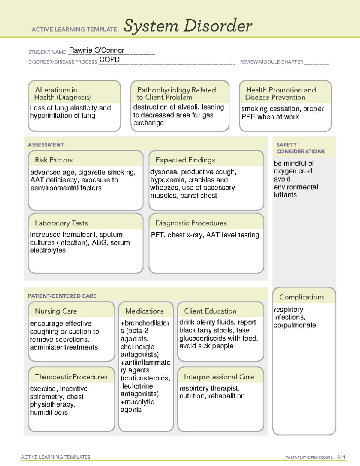 ATI System Disorder COPD - ACTIVE LEARNING TEMPLATES TherapeuTic ...