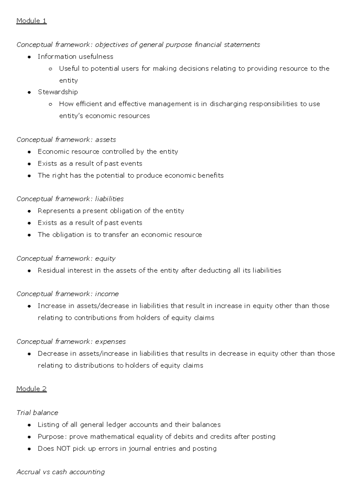 Acct1006 Midsem Notes: Conceptual Framework & Accounting Principles ...