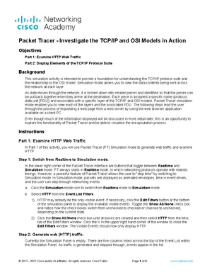 CCNA Packet Tracer - Exploring Network Representation and Components - Studocu
