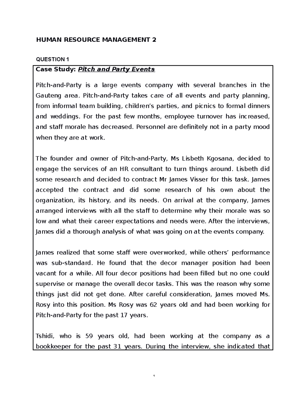 HRM2 CASE Studies: Analyzing Employee Turnover & Staff Management - Studocu