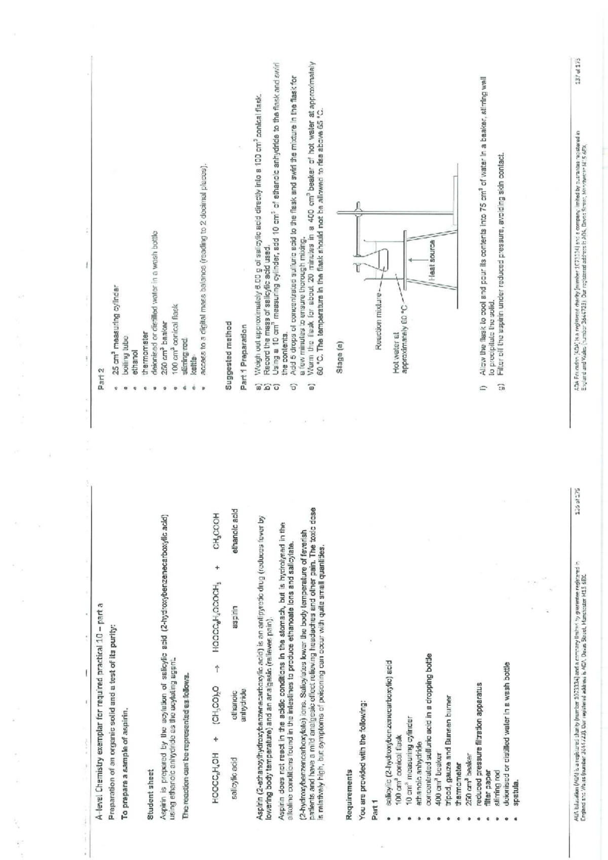 Chemistry RP 10: Preparation & Purification of Aspirin and Ethyl ...