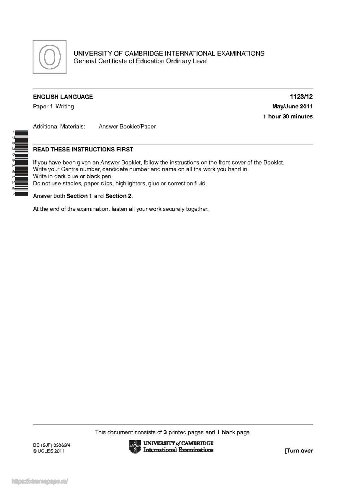 Cambridge O Level English Language 2011 Paper 1 Exam Report - Studocu