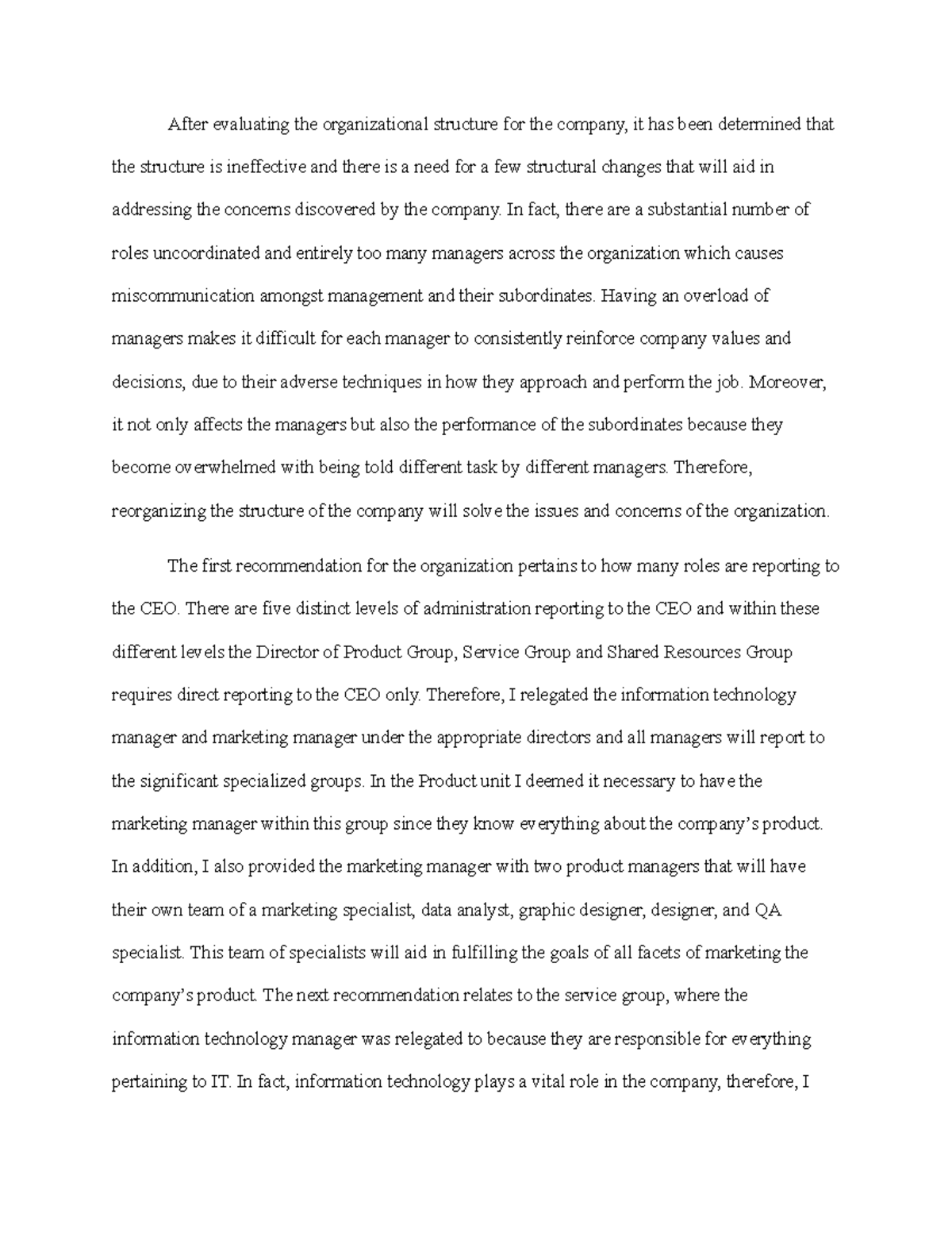 Module 6 Assignment Report - After evaluating the organizational ...