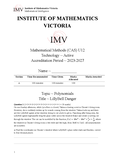 Mathematical Methods- Unit 2 - Grade: 11 - Victorian Certificate of ...