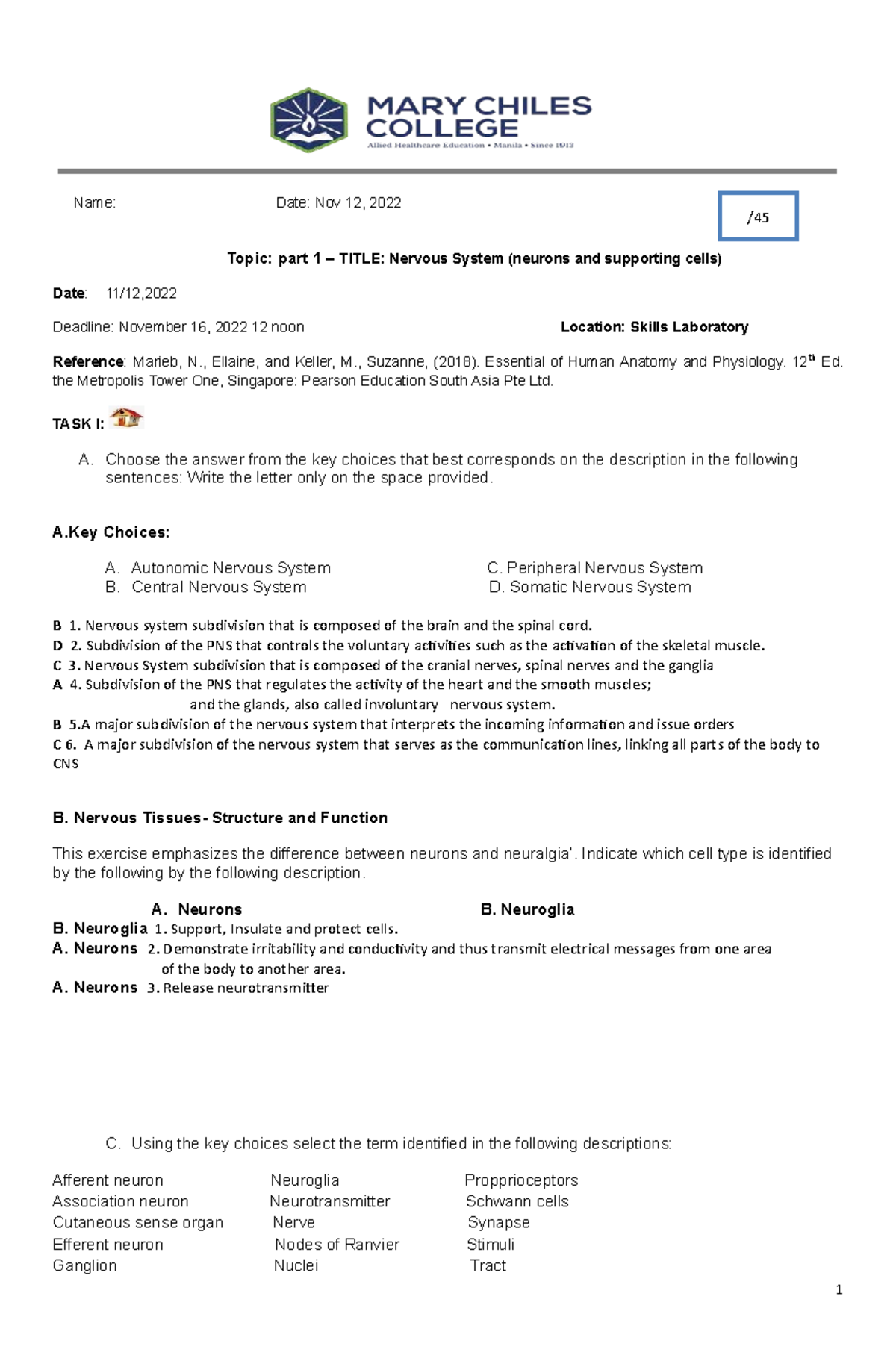 Worksheet-Nervous-System - Name: Date: Nov 12, 2022 Topic: part 1 ...