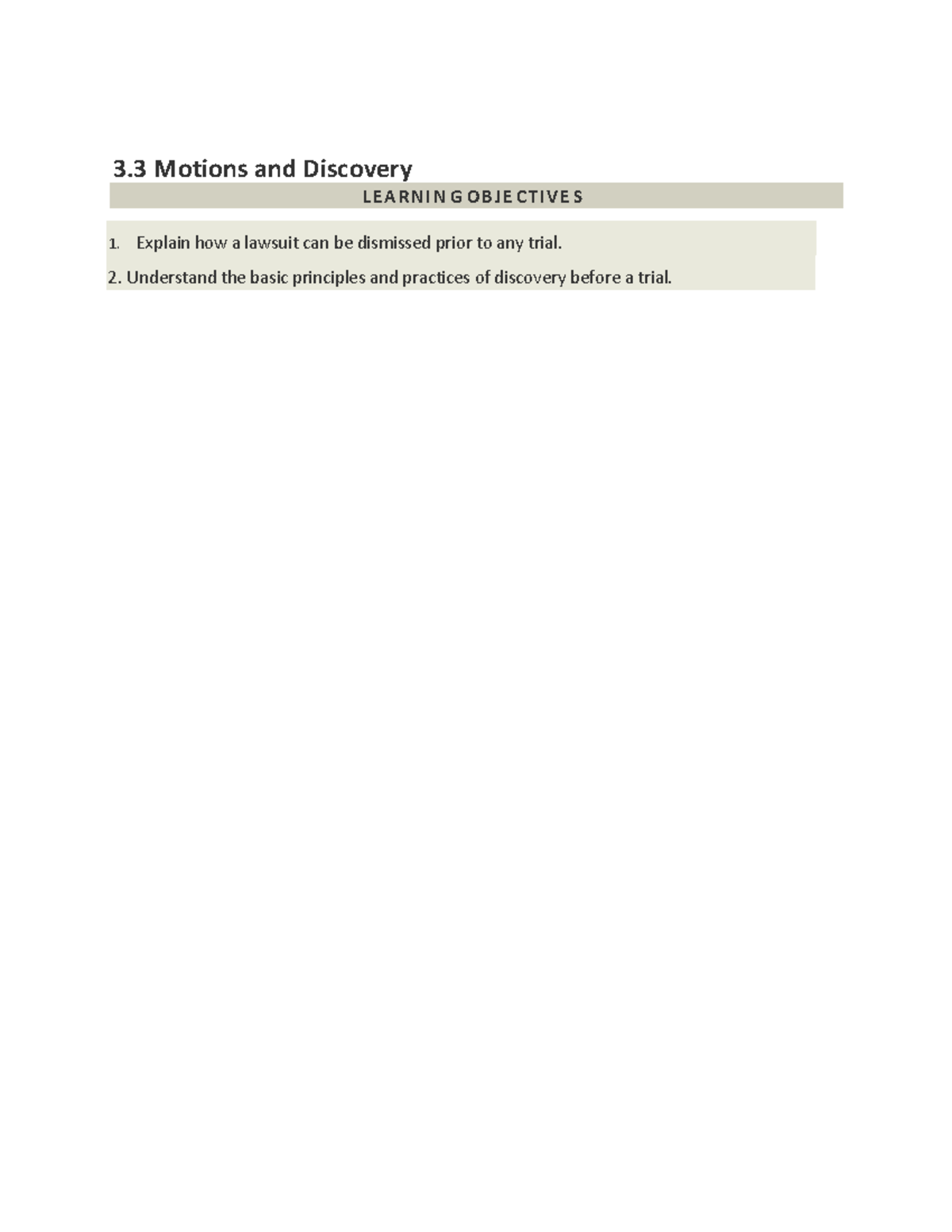 Chapter 3: Courts and Legal Process - Motions & Discovery (LGL 101 ...