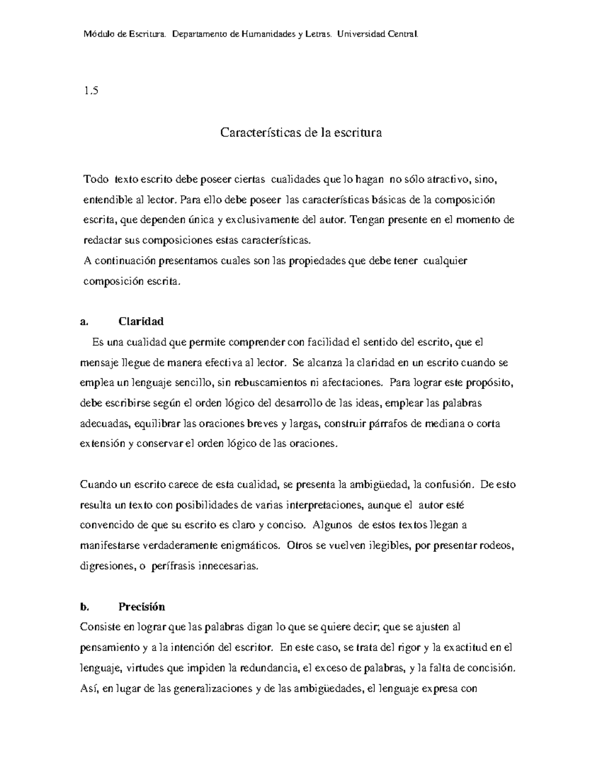 1.7 características de la escritura - 1. Características de la ...