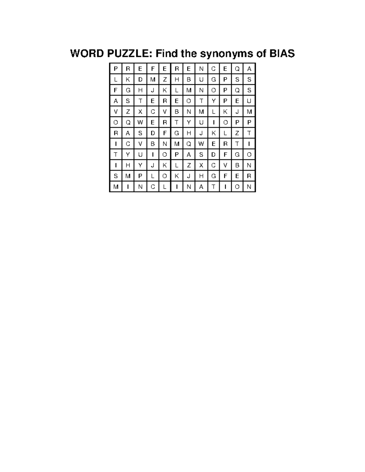 Word Puzzle Synonyms