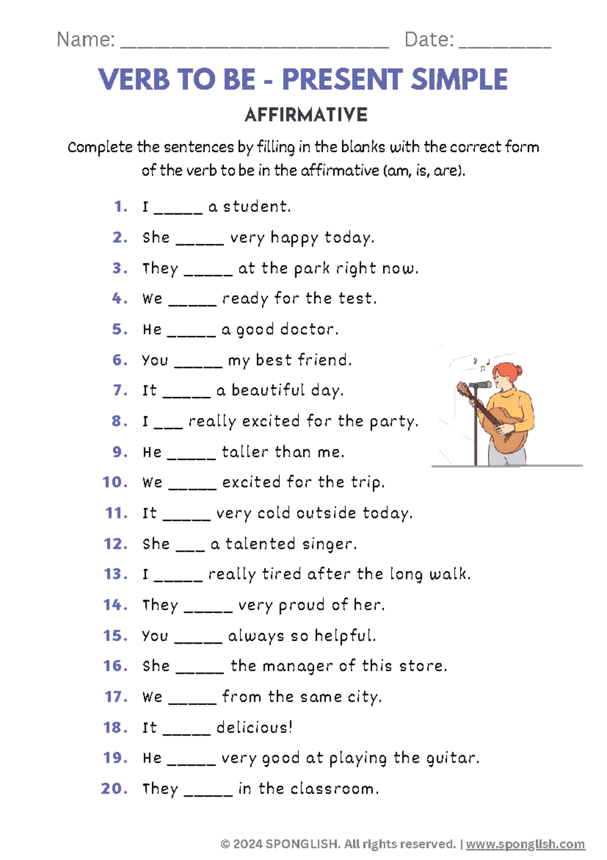 Ejercicios VERB TO BE - Presente Simple (Affirmative) - Studocu