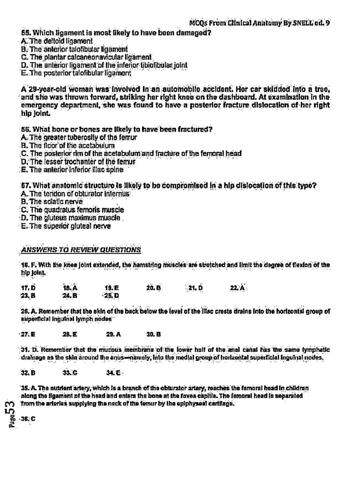 Quiz378: Clinical Anatomy MCQs on Ligament Injuries and Fractures - Studocu