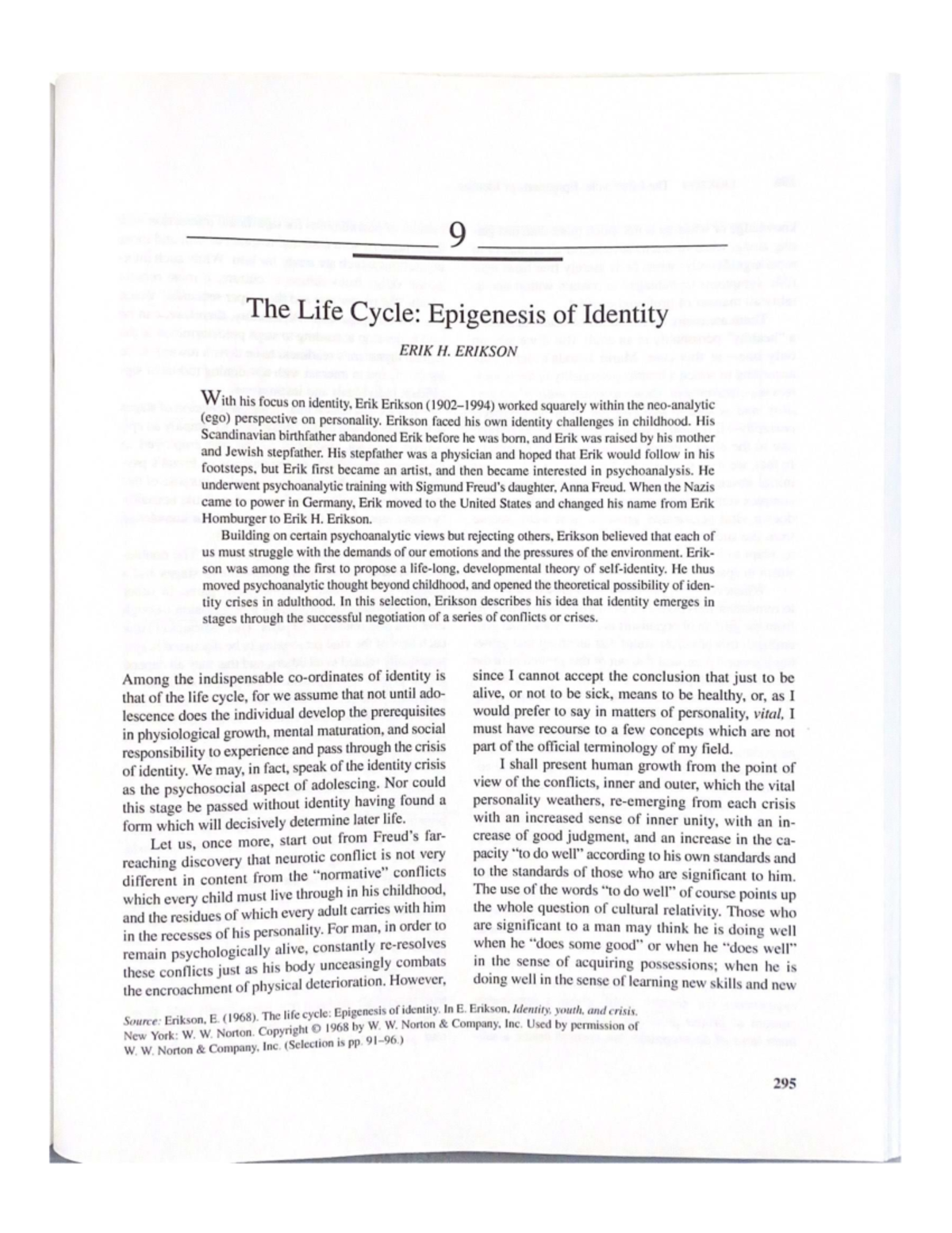 9 The Life Cycle: Epigenesis of Identity - Insights from Erik H ...