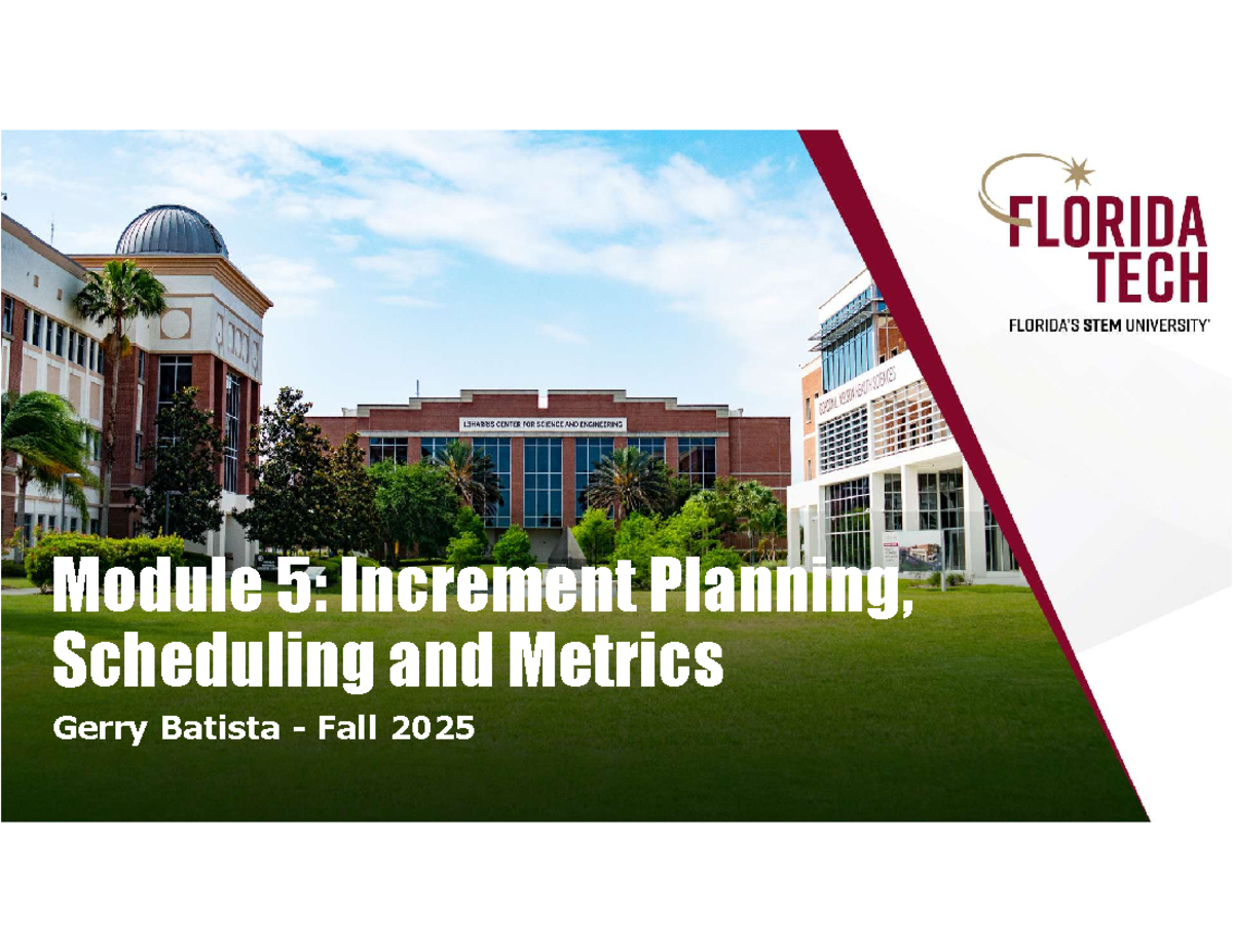 Module 5: Increment Planning and Scheduling Overview - Studocu