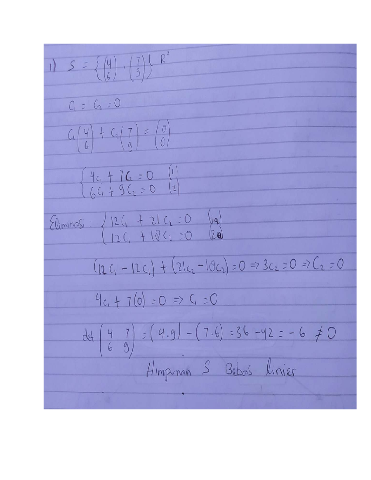 Linear Independence and Elimination: Dis 6 ...