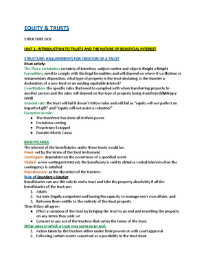 [Solved] wills essay question structure - equity - Studocu