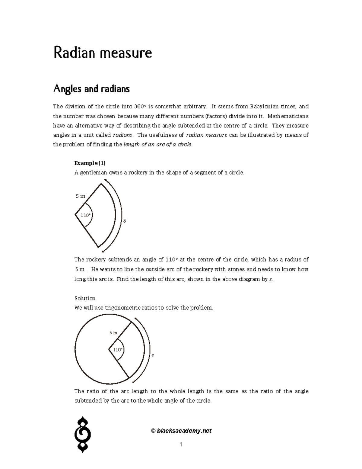 Radian Measure: Understanding Angles and Arc Lengths in Mechanics - Studocu