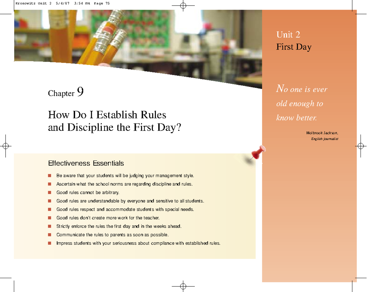 Classroom Management Strategies: Establishing Rules on the First Day ...