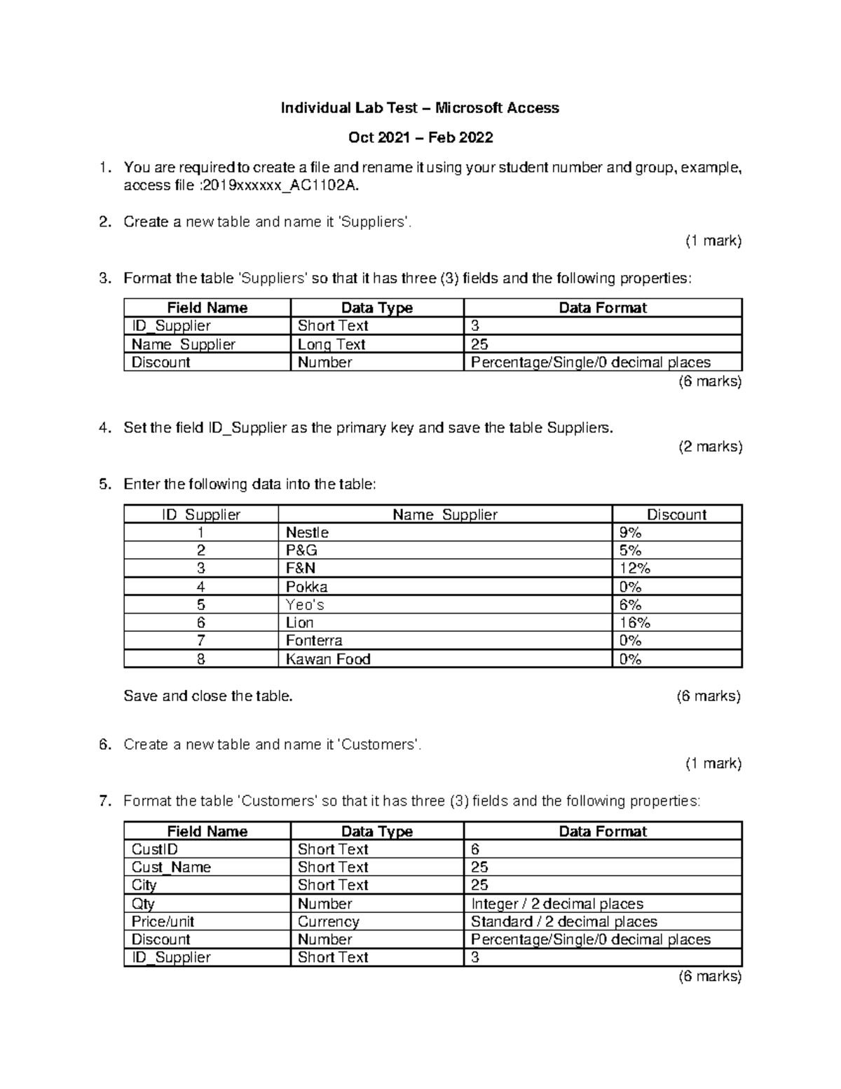 Access LAB TEST (OCT 2021-FEB 2022) - Individual Lab Test – Microsoft ...