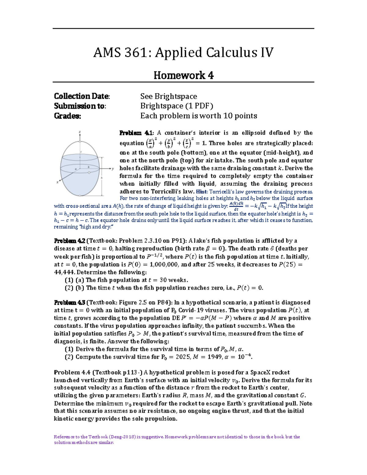AMS 361: Applied Calculus IV Homework 4 Solutions and Problems - Studocu