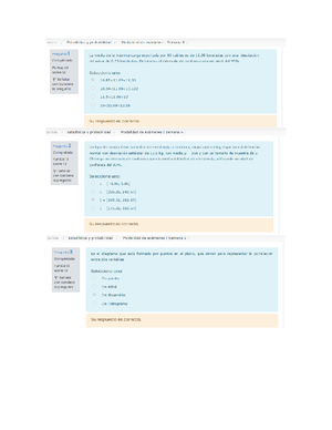 Modalidad de exámenes Semana 5 Revisión del intento - Estadística y probabilidad Pregunta 1 ...