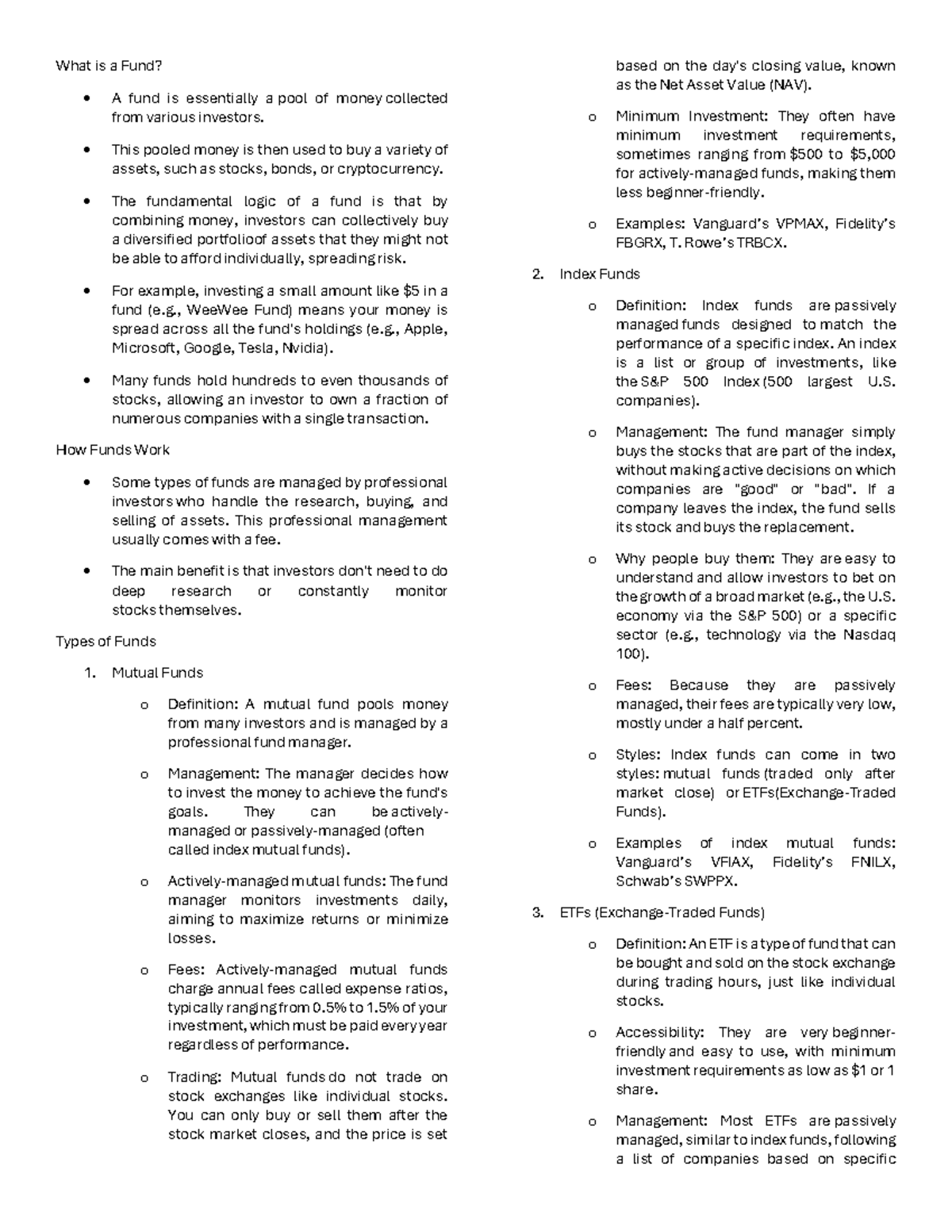 Fin Mar - Understanding Different Types of Funds - Studocu
