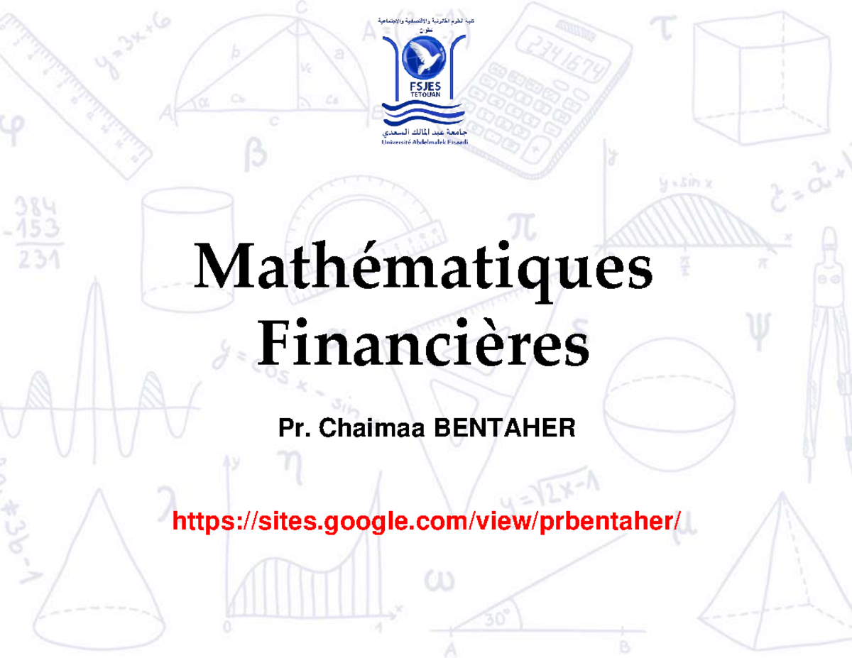 Mathématiques Financières - Cours Pr. BENTAHER: Intérêts Simples et ...