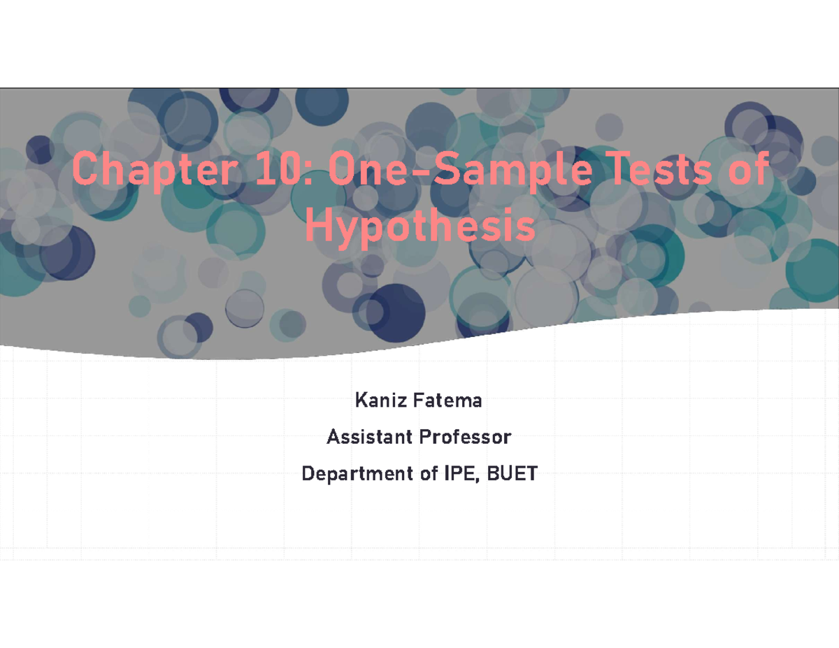 Chapter 10: Hypothesis Testing and Significance Analysis - Studocu