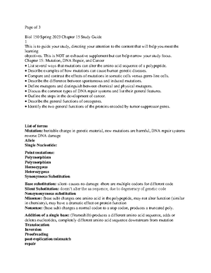 Biology 150 Final Study Guide - BIOLOGY 150 Final Study Guide Chapter 1 ...
